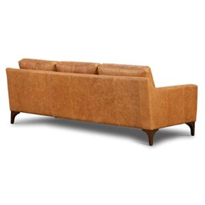 POLY & BARK Sorrento Leather Couch – 86-Inch Leather Sofa with Tufted Back - Full Grain Leather Couch with Feather-Down Topper On Seating Surfaces – Pure-Aniline Italian Leather – Cognac Tan