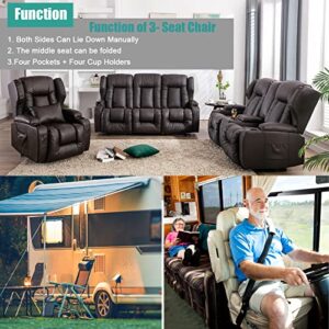 76" RV Loveseat Recliner | Double Recliner RV Sofa & Console | Wall Hugger Reclining RV | RV Theater Seats | RV Couch | RV Theater Seating 3 Seater | RV Furniture Manual Recliner Chair