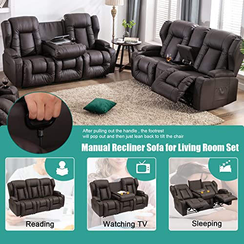 76" RV Loveseat Recliner | Double Recliner RV Sofa & Console | Wall Hugger Reclining RV | RV Theater Seats | RV Couch | RV Theater Seating 3 Seater | RV Furniture Manual Recliner Chair