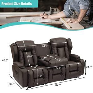 76" RV Loveseat Recliner | Double Recliner RV Sofa & Console | Wall Hugger Reclining RV | RV Theater Seats | RV Couch | RV Theater Seating 3 Seater | RV Furniture Manual Recliner Chair