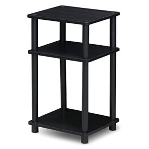 furinno just 3-tier turn-n-tube end table / side table / night stand / bedside table with plastic poles, 1-pack, americano/black