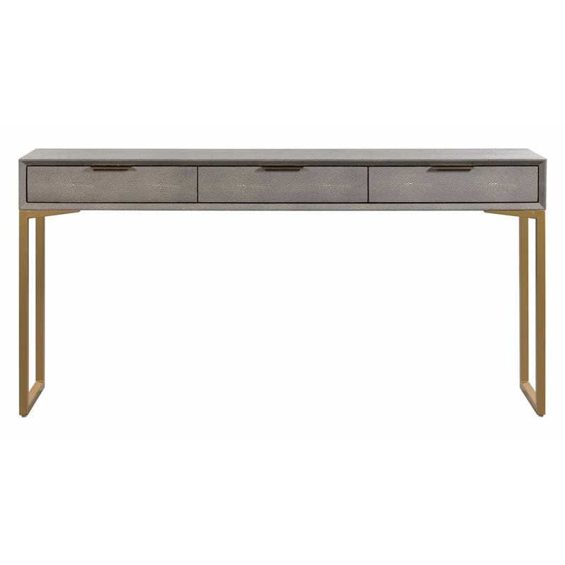 TOV Furniture Pesce Shagreen Modern 3 Drawer Living Room Console Table, 59" Grey