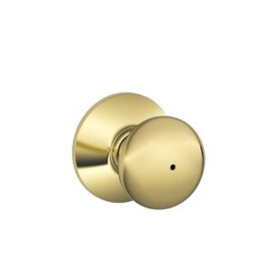 schlage f40-ply plymouth privacy lock door knob set, polished brass x satin nickel