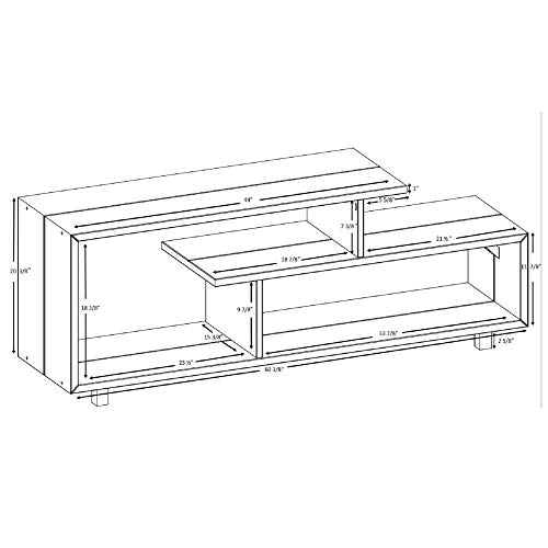 Walker Edison Meier Contemporary 2 Tier Asymmetrical Solid Wood TV Stand for TVs up to 50 Inches, 60 Inch, Amber