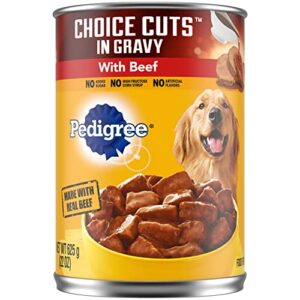 pedigree choice cuts in gravy adult canned wet dog food with beef, (12) 22 oz. cans