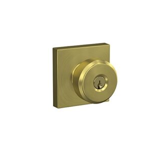 schlage f51a bwe 608 col bowery knob with collins trim keyed entry lock, satin brass