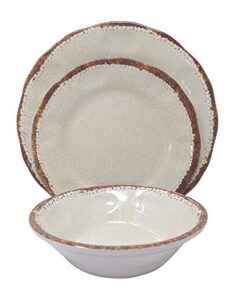 gianna’s home 12 piece rustic farmhouse melamine dinnerware set (ivory)