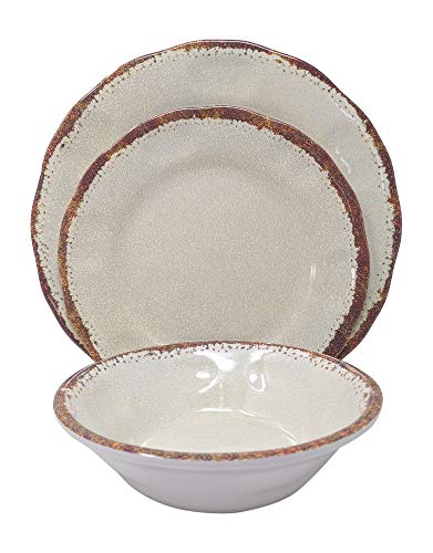 Gianna's Home 12 Piece Rustic Farmhouse Melamine Dinnerware Set (Ivory)