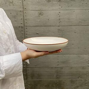 Mora Ceramic Large Pasta Bowls 30oz, Set of 4 - Serving, Salad, Dinner, etc Plate/Wide Bowl - Microwave, Oven, Dishwasher Safe Kitchen Dinnerware - Modern Porcelain Stoneware Dishes, Vanilla White