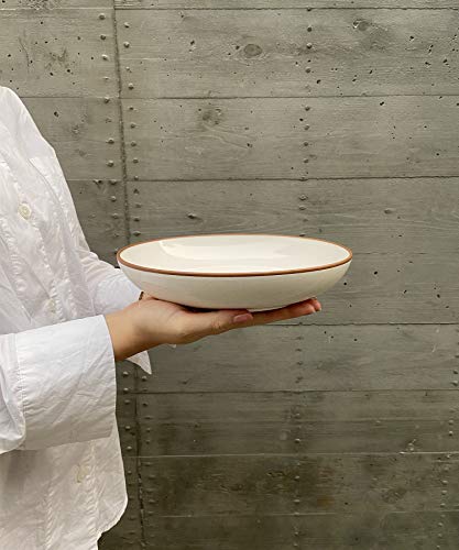 Mora Ceramic Large Pasta Bowls 30oz, Set of 4 - Serving, Salad, Dinner, etc Plate/Wide Bowl - Microwave, Oven, Dishwasher Safe Kitchen Dinnerware - Modern Porcelain Stoneware Dishes, Vanilla White