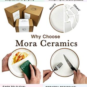 Mora Ceramic Large Pasta Bowls 30oz, Set of 4 - Serving, Salad, Dinner, etc Plate/Wide Bowl - Microwave, Oven, Dishwasher Safe Kitchen Dinnerware - Modern Porcelain Stoneware Dishes, Vanilla White