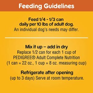 PEDIGREE CHOPPED GROUND DINNER Adult Canned Soft Wet Dog Food with Chicken, 22 oz. Cans 12 Pack