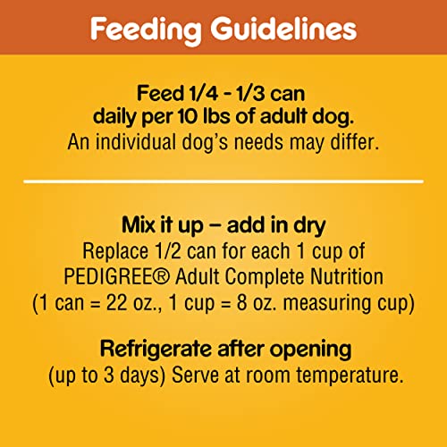 PEDIGREE CHOPPED GROUND DINNER Adult Canned Soft Wet Dog Food with Chicken, 22 oz. Cans 12 Pack