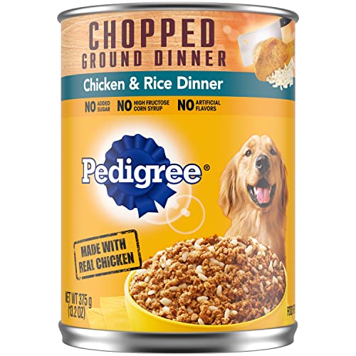 PEDIGREE Adult Canned Wet Dog Food Chopped Ground Dinner Chicken & Rice Flavor, (12) 13.2 oz. Cans