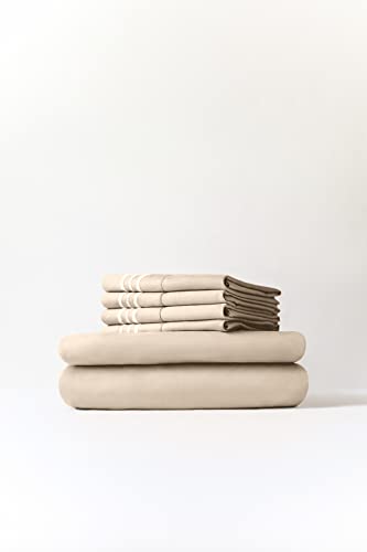 Queen Size Sheet Set - 6 Piece Set - Hotel Luxury Bed Sheets - Extra Soft - Deep Pockets - Easy Fit - Breathable & Cooling Sheets - Wrinkle Free - Comfy - Cream Bed Sheets - Queens Sheets - 6 PC