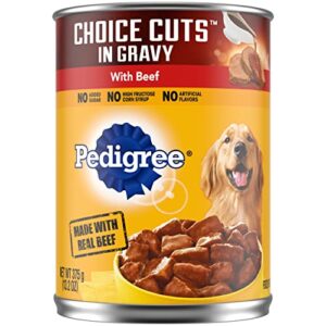 pedigree choice cuts in gravy adult canned soft wet dog food with beef, 13.2 oz. cans 12 pack