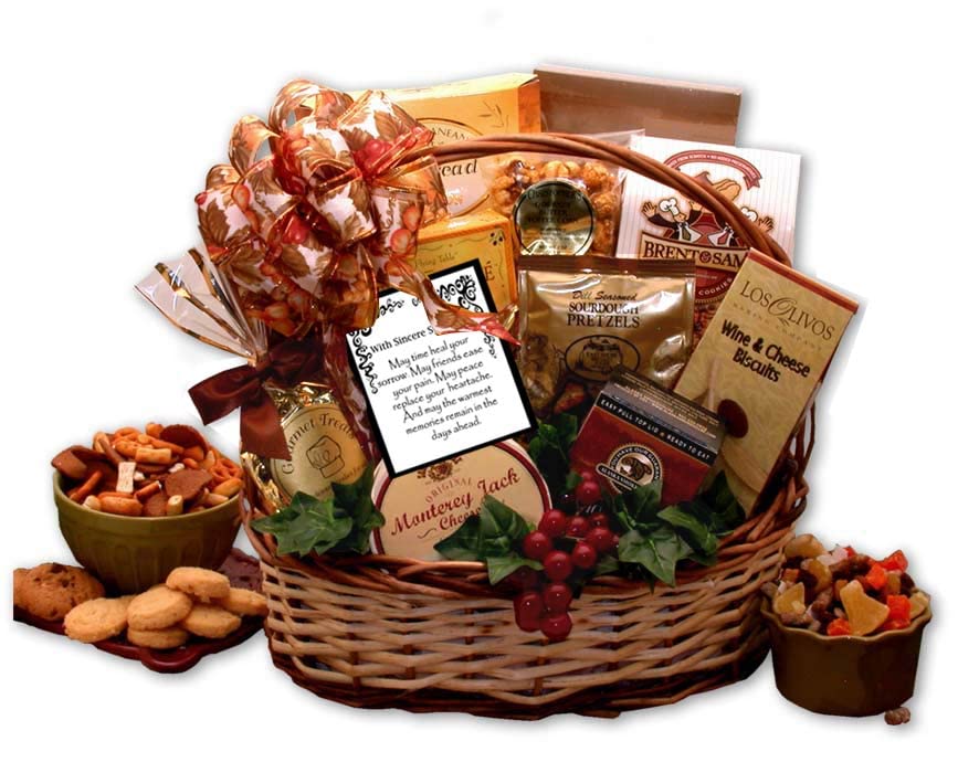 Free 1 - 3 Day Delivery - With Sincere Sympathy Gift Baskets - Bountiful Gourmet Sympathy Gift Basket