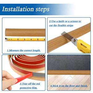 Floor Transition Strip Self Adhesive Carpet & Flooring Transitions Edging Trim Strip PVC Threshold Transitions Suitable for Threshold Height Less Than 5mm (10Ft, Wood Grain Light Brown-New)