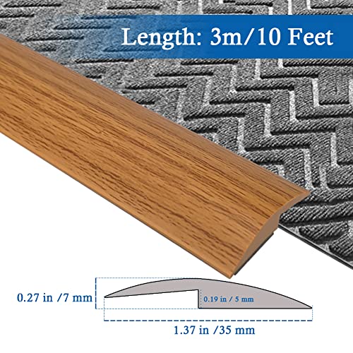 Floor Transition Strip Self Adhesive Carpet & Flooring Transitions Edging Trim Strip PVC Threshold Transitions Suitable for Threshold Height Less Than 5mm (10Ft, Wood Grain Light Brown-New)