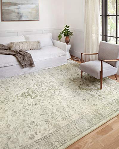 Loloi II Rosette Collection ROS-02 Ivory/Silver, Traditional 7'-6" x 9'-6" Area Rug