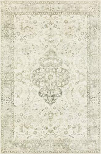 Loloi II Rosette Collection ROS-02 Ivory/Silver, Traditional 7'-6" x 9'-6" Area Rug