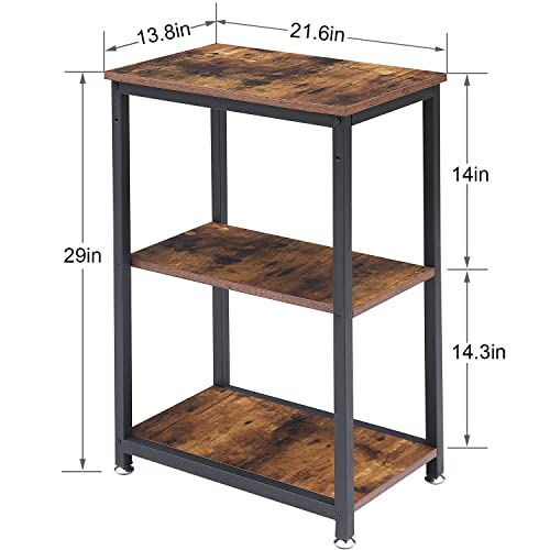 VECELO Tall End Side Tables Set of 2, 30" Height Nightstand with 3-Tier Storage Shelf for Living Room Bedroom Office Hallway Study, 2, Dark Brown/2pcs