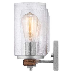 Boswell Quarter 4-Light Galvanized Vanity Light with Painted Chestnut Wood Accents