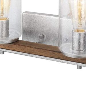 Boswell Quarter 4-Light Galvanized Vanity Light with Painted Chestnut Wood Accents