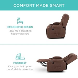 Best Choice Products Electric Power Lift Linen Recliner Massage Chair, Adjustable Furniture for Back, Lumbar, Legs w/ 3 Positions, USB Port, Heat, Cupholders, Easy-to-Reach Side Button - Brown