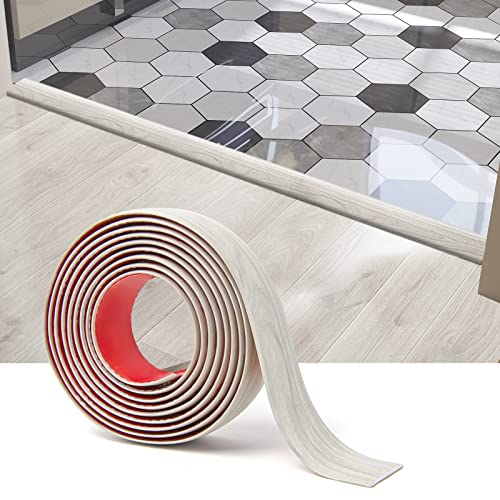 Art3d 4 FT Self Adhesive Vinyl Floor Transition Strip, Laminate Floor Strip Floor Flat Divider Strip for Joining Floor Gaps,Carpet Threshold Transition,Floor Tiles（1.57in, White-Washed）