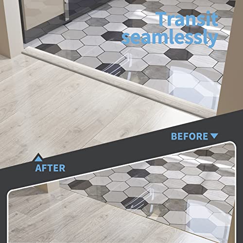 Art3d 4 FT Self Adhesive Vinyl Floor Transition Strip, Laminate Floor Strip Floor Flat Divider Strip for Joining Floor Gaps,Carpet Threshold Transition,Floor Tiles（1.57in, White-Washed）