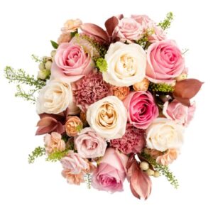 OVERNIGHT DELIVERY | Champagne Dreams Flowers with vase, Pink and Peach | Arabella Bouquets (Fresh Cut Flowers)