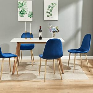 GreenForest Dining Chairs Set of 4 with Velvet Cushion Seat, Dining Kitchen Room Chairs, Mid Century Modern Upholstered Side Chairs with Metal Legs, Navy Blue