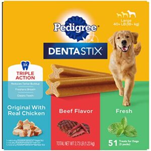 pedigree dentastix large dog dental care treats original, beef & fresh variety pack, 2.73 lb.pack (51 treats)