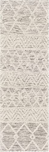 Woolk Moroccan Farmhouse Hand Woven Living Room Bedroom Nursery Wool Area Rug - Vintage Handmade Bohemian Style - Boho Diamond Southwestern Pattern - Beige, White, Brown - 6' x 9'