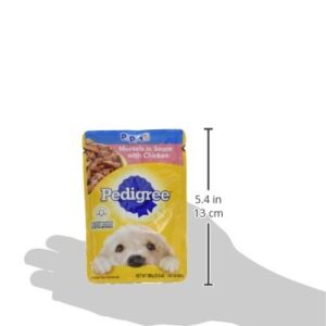 PEDIGREE PUPPY Soft Wet Dog Food Morsels in Sauce With Chicken, 3.5 oz Pouches, 16 Pack