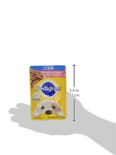 PEDIGREE PUPPY Soft Wet Dog Food Morsels in Sauce With Chicken, 3.5 oz Pouches, 16 Pack