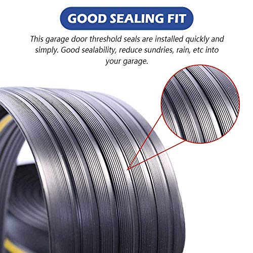 10Ft/3M Universal Garage Door Rubber Threshold Strip, Weatherproof Seal Strip DIY Weather Stripping Replacement, Not Include Adhesive/Sealant (Black)