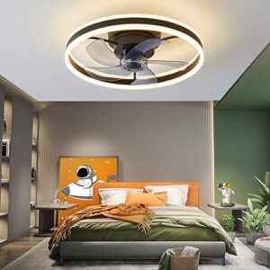 monard ceiling fans with lights, 19.7″ low profile flush mount ceiling fan with remote control, small ceiling fan with dimmable led lights for bedroom, bladeless, app control(black)