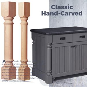 35 1/2-inch H 3 1/2-inch W 3 1/2-inch D Cabinet Columns, Btowin 2Pcs Unfinished Tapered Rubberwood Replacement Island Legs for Large Dining Table & Kitchen Table