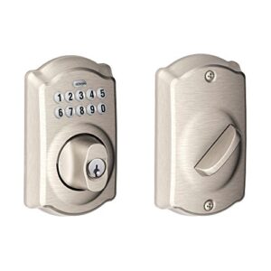 schlage be365 cam 619 camelot keypad deadbolt, satin nickel