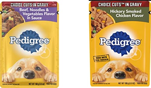 Pedigree Dog Food Wet Bundle,Choice cuts in Gravy,Assorted Flavors Filet,Beef Chicken. Soft Dog Food.Total 10 Pouches,Plus a 01 Nature's Choice Pressed Bone 01 ILC Buy Magnets Fridge. 3.5 Ounce