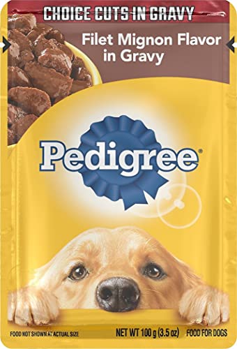 Pedigree Dog Food Wet Bundle,Choice cuts in Gravy,Assorted Flavors Filet,Beef Chicken. Soft Dog Food.Total 10 Pouches,Plus a 01 Nature's Choice Pressed Bone 01 ILC Buy Magnets Fridge. 3.5 Ounce