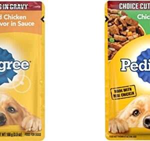 Pedigree Dog Food Wet Bundle,Choice cuts in Gravy,Assorted Flavors Filet,Beef Chicken. Soft Dog Food.Total 10 Pouches,Plus a 01 Nature's Choice Pressed Bone 01 ILC Buy Magnets Fridge. 3.5 Ounce