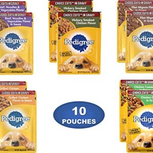 Pedigree Dog Food Wet Bundle,Choice cuts in Gravy,Assorted Flavors Filet,Beef Chicken. Soft Dog Food.Total 10 Pouches,Plus a 01 Nature's Choice Pressed Bone 01 ILC Buy Magnets Fridge. 3.5 Ounce