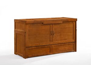 night & day murphy cube cabinet chest bed (queen, hickory)