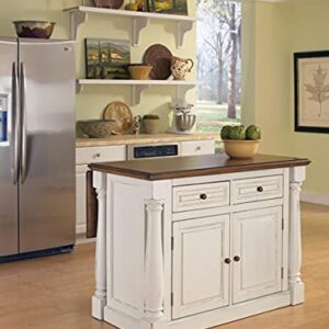 Homestyles Monarch Kitchen Island Set, 50 Inch Width, Antique White