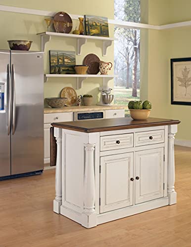 Homestyles Monarch Kitchen Island Set, 50 Inch Width, Antique White