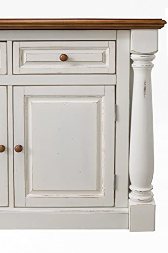 Homestyles Monarch Kitchen Island Set, 50 Inch Width, Antique White