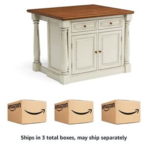 Homestyles Monarch Kitchen Island Set, 50 Inch Width, Antique White